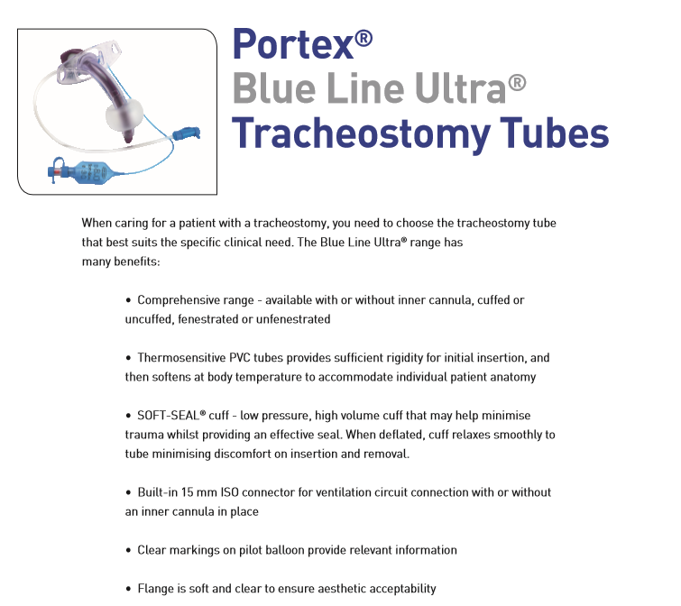 Kaflı Trakeostomi Kanülü Portex Blue Line Ultra Katalog - Kataloglar ...