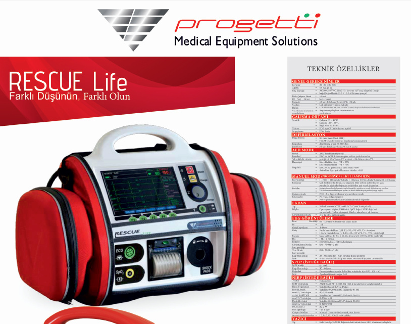 Monitörlü Defibrilatör Cihazı Progetti Rescue Life 7 D-0356 Katalog ...